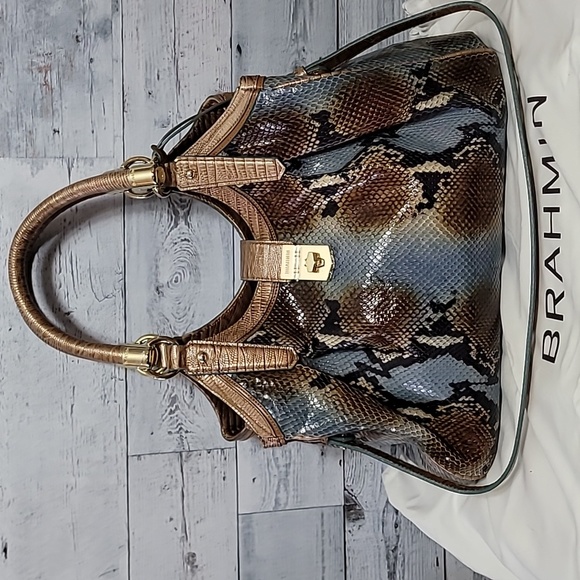 Brahmin | Bags | Euc Brahmin Celia Snakeskin Crossbody Shoulder Bag ...